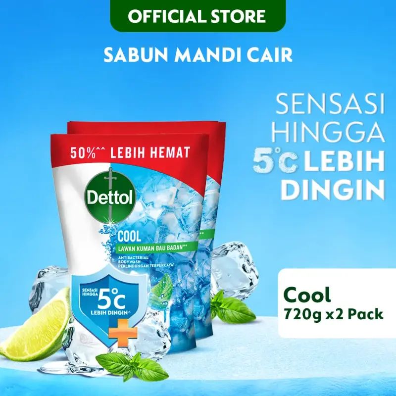 Promo Dettol Pouch Cool Body Wash Sabun Cair Twin Pack [720 G] Diskon ...