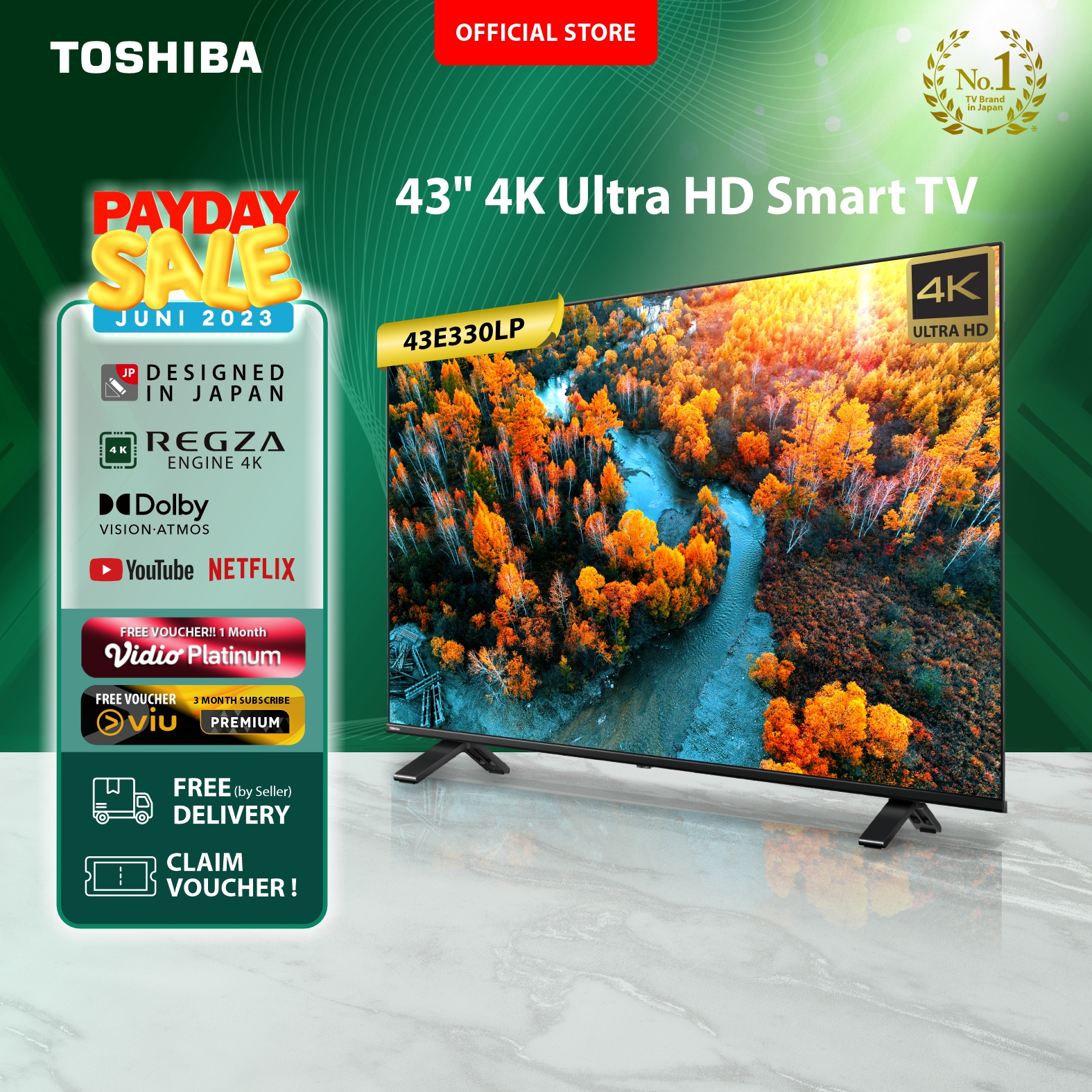 Jual Toshiba LED TV - 4K SMART VIDAA 43 - 43E330LP di Seller Toshiba ...