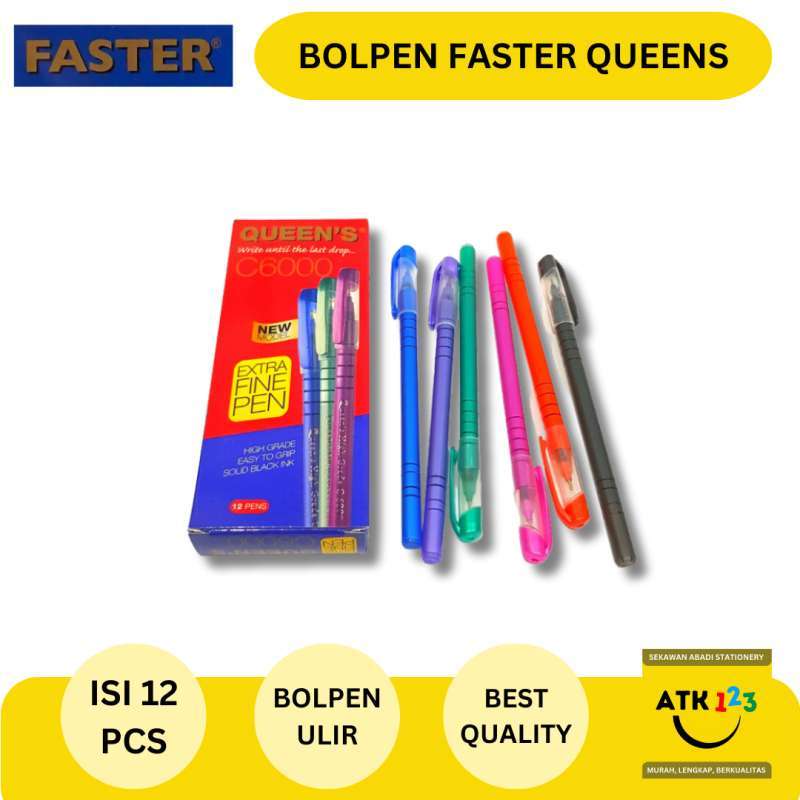 Jual Ballpoint / Bolpen / Pulpen Faster Queen's C6000 Extra Fine Tip ...