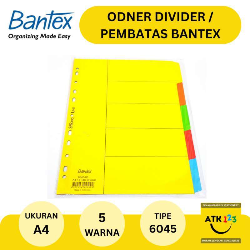 Jual Binder Divider / Pembatas Binder Ukuran A4 Merk Bantex 5 Warna di ...