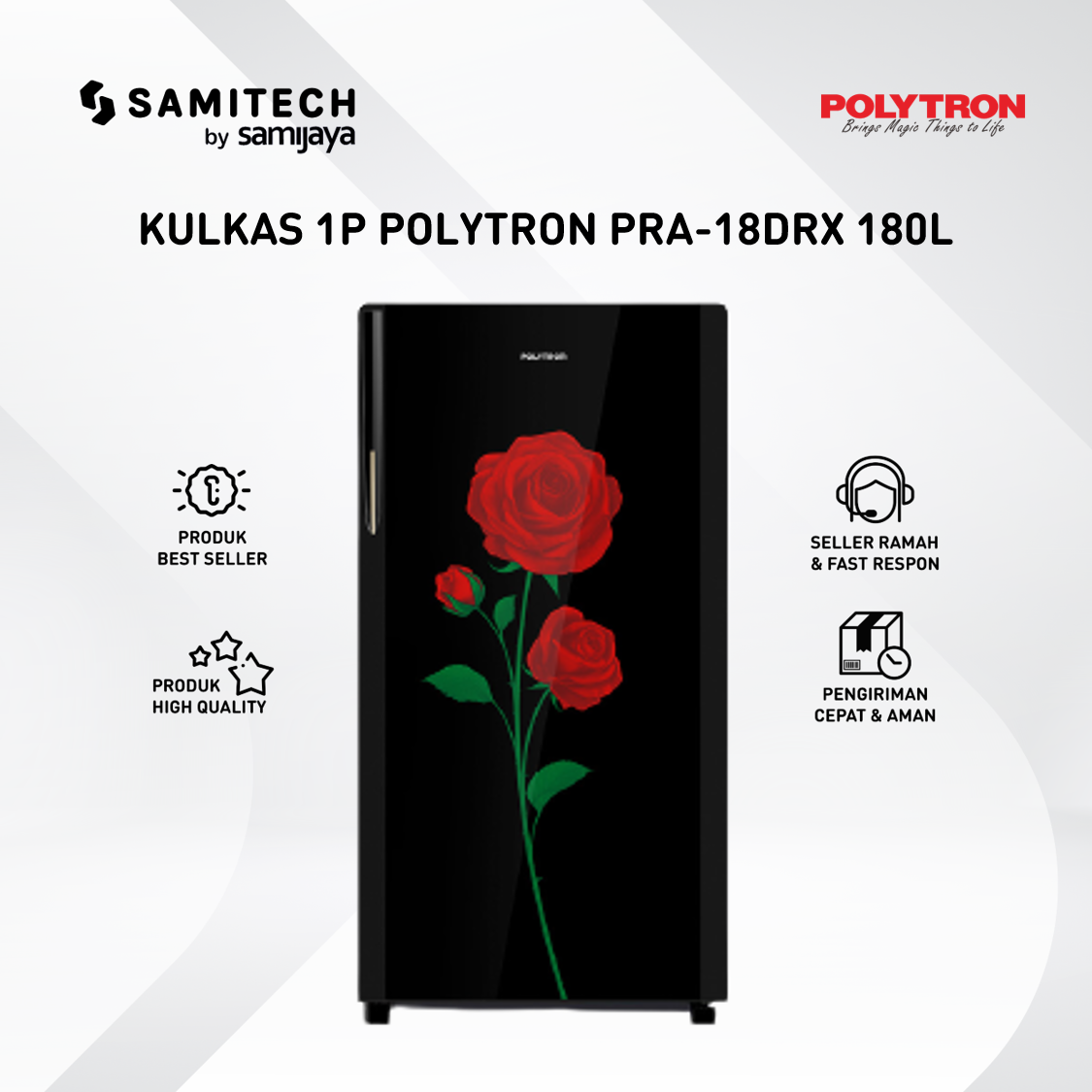 Promo POLYTRON PRA 18DRX Kulkas 1 Pintu Belleza Varia 180 liter Diskon 6% di Seller CV. SAMI ...