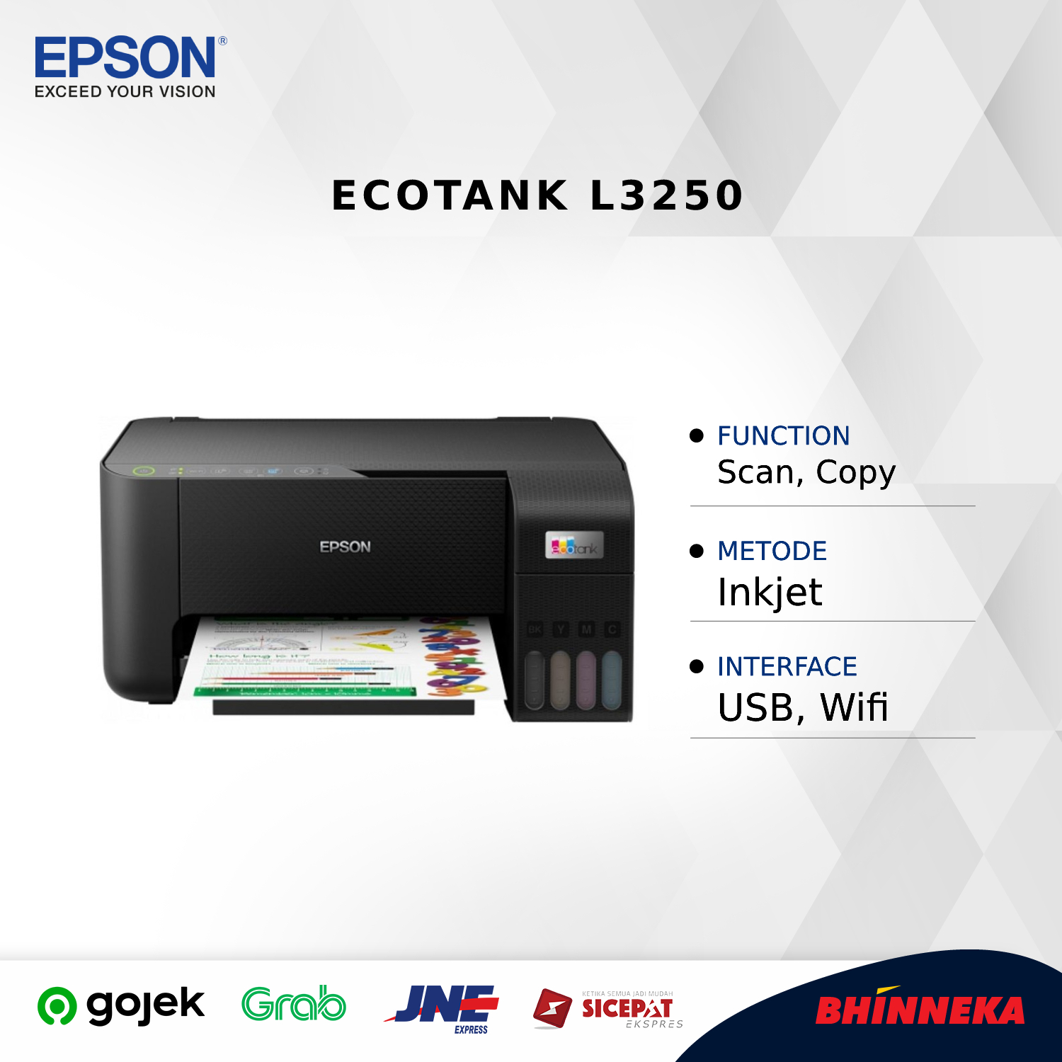 Jual Printer Epson L3250 A4 Ecotank All-in-one Ink Tank Wireless Di Seller Bhinneka Official ...