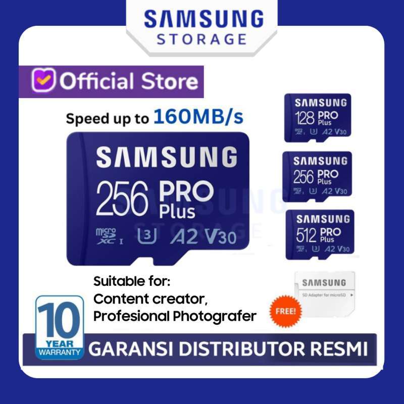 Promo Samsung Memory Card Hp Pro Plus 128gb / 256gb / 512gb Micro Sd ...