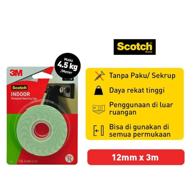 Promo SCOTCH 3M PEREKAT ISOLASI MOUNTING TAPE PERMANEN 12MM X 3M CAT 110-3A Diskon 20% di Seller ...