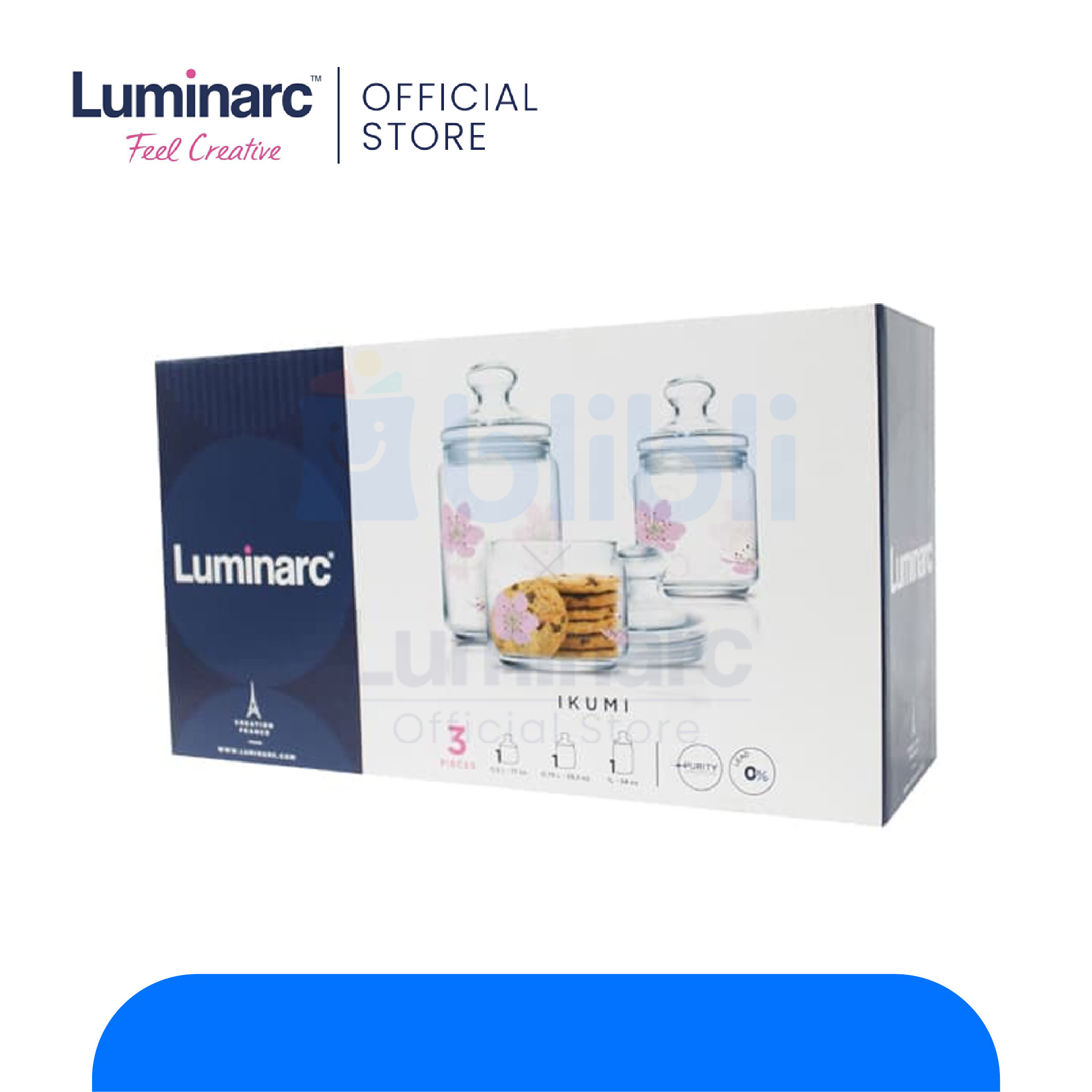 Promo Luminarc Toples Club Jar Ikumi Set / 3 Pcs Diskon 12% Di Seller ...
