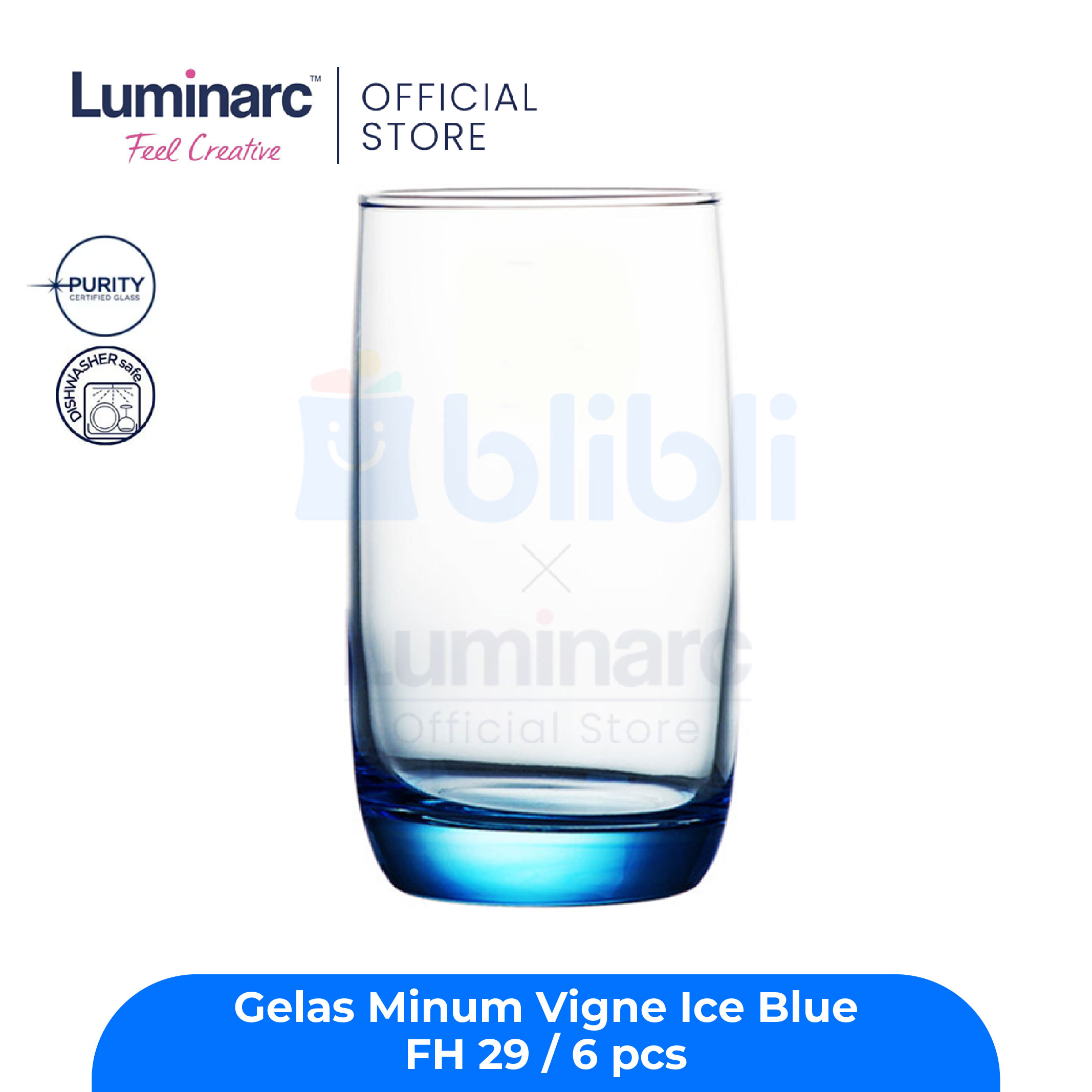 Promo Luminarc Gelas Minum Vigne Ice Blue Fh 29 / 6 Pcs Diskon 17% Di ...