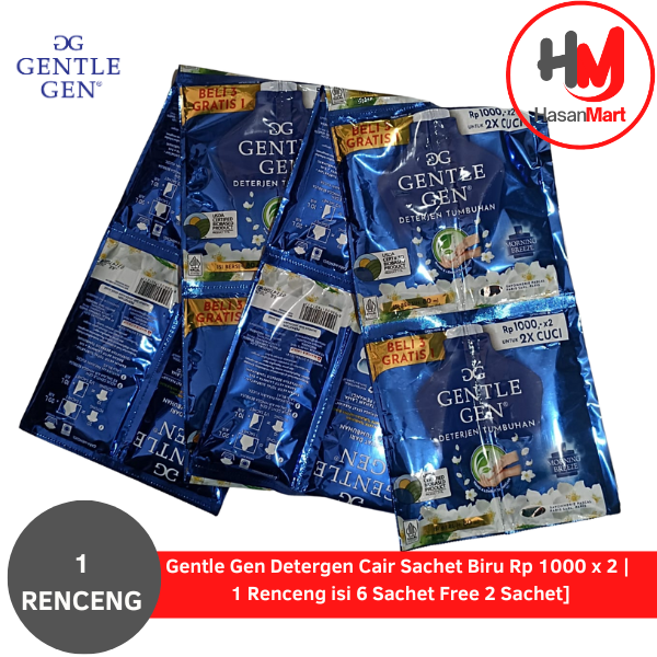Jual Gentle Gen Detergen Cair Sachet Biru Rp 1000 x 2 | 1 Renceng isi 6 ...
