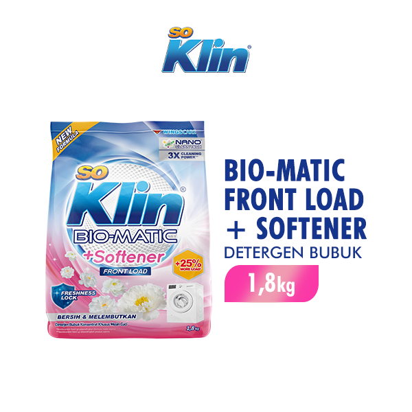 Promo So Klin Bio-matic Detergen Powder + Softener Front Load 1800 G ...
