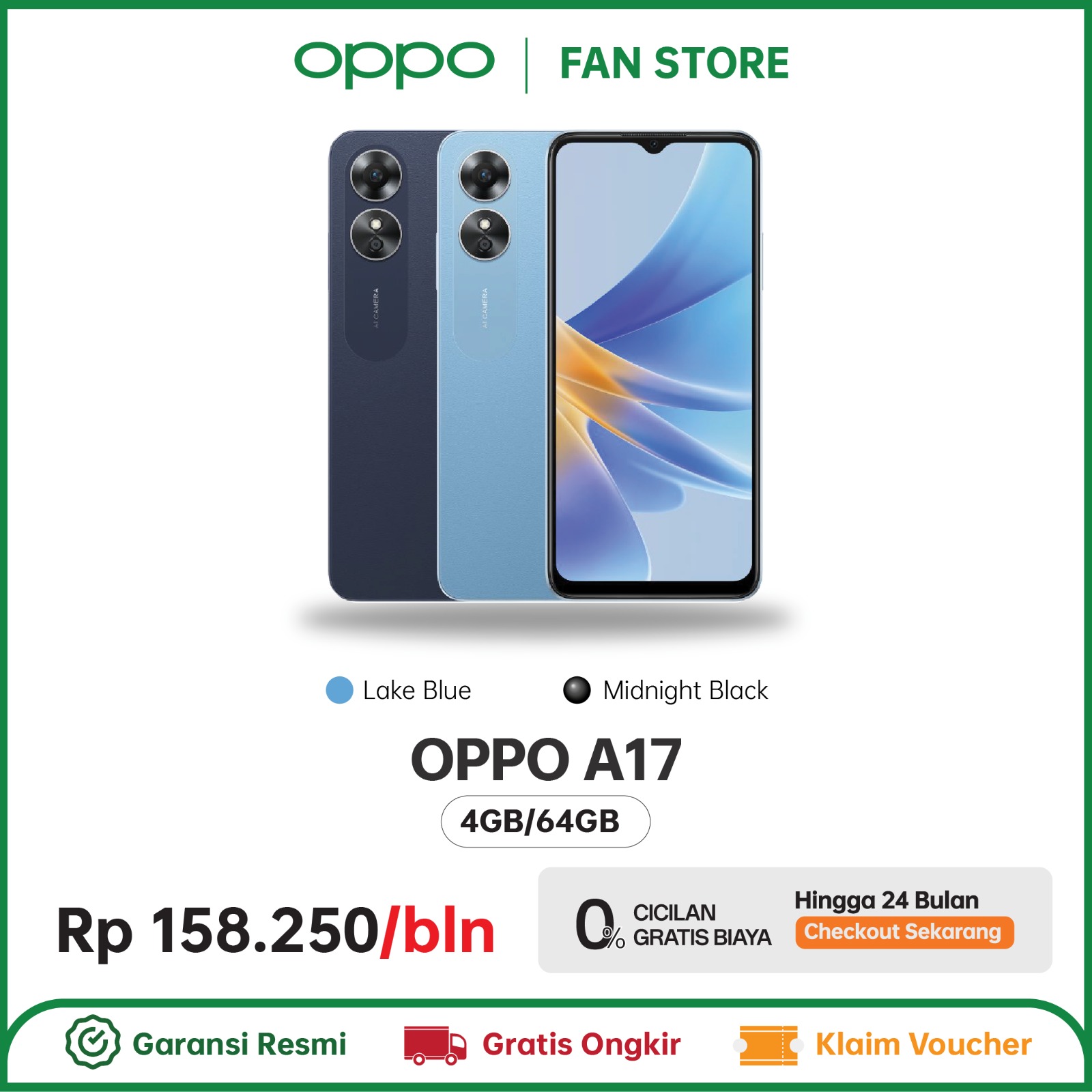 Promo OPPO A17 Smartphone [4/64] - Midnight Black Diskon 5% di Seller ...