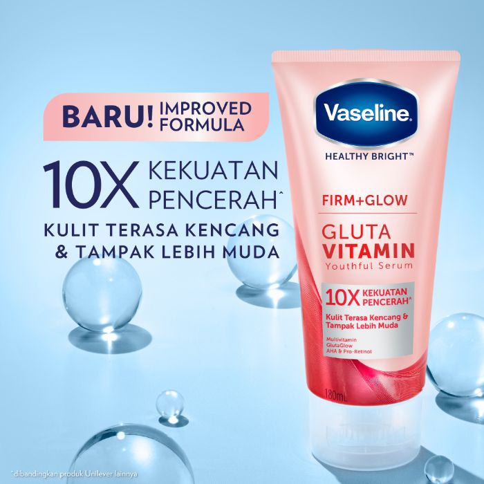 Promo Vaseline Firm Glow Gluta Vitamin Youthful Serum AHA Pro-Retinol [180 mL] Diskon 6% di ...