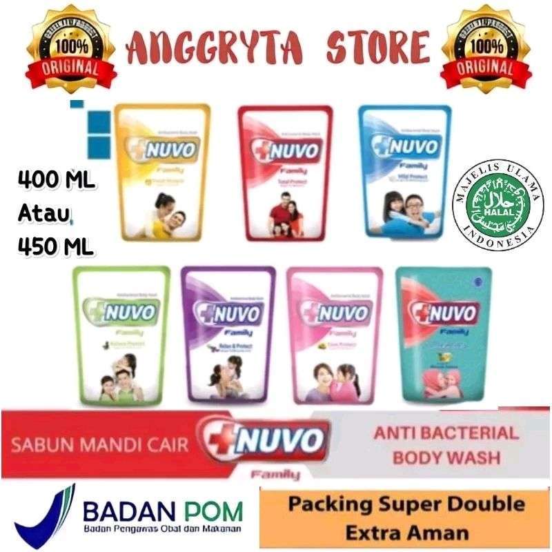 Jual Nuvo Body Wash Sabun Mandi Cair Antibacterial Refill 450 Ml - Care Protect Di Seller ...