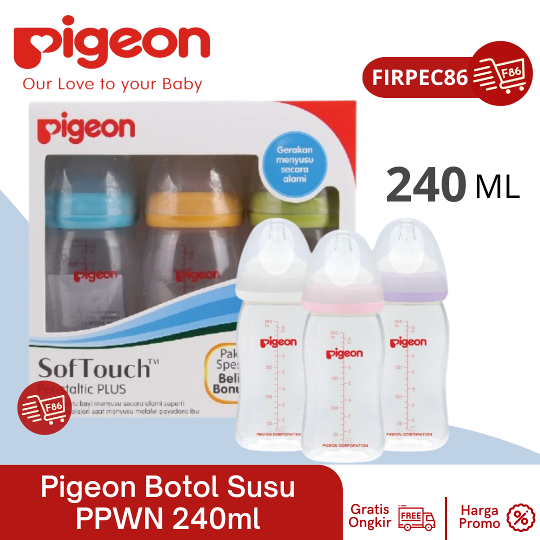 Promo Pigeon Botol Susu Softouch Peristaltic Plus Wide Neck 240Ml ...