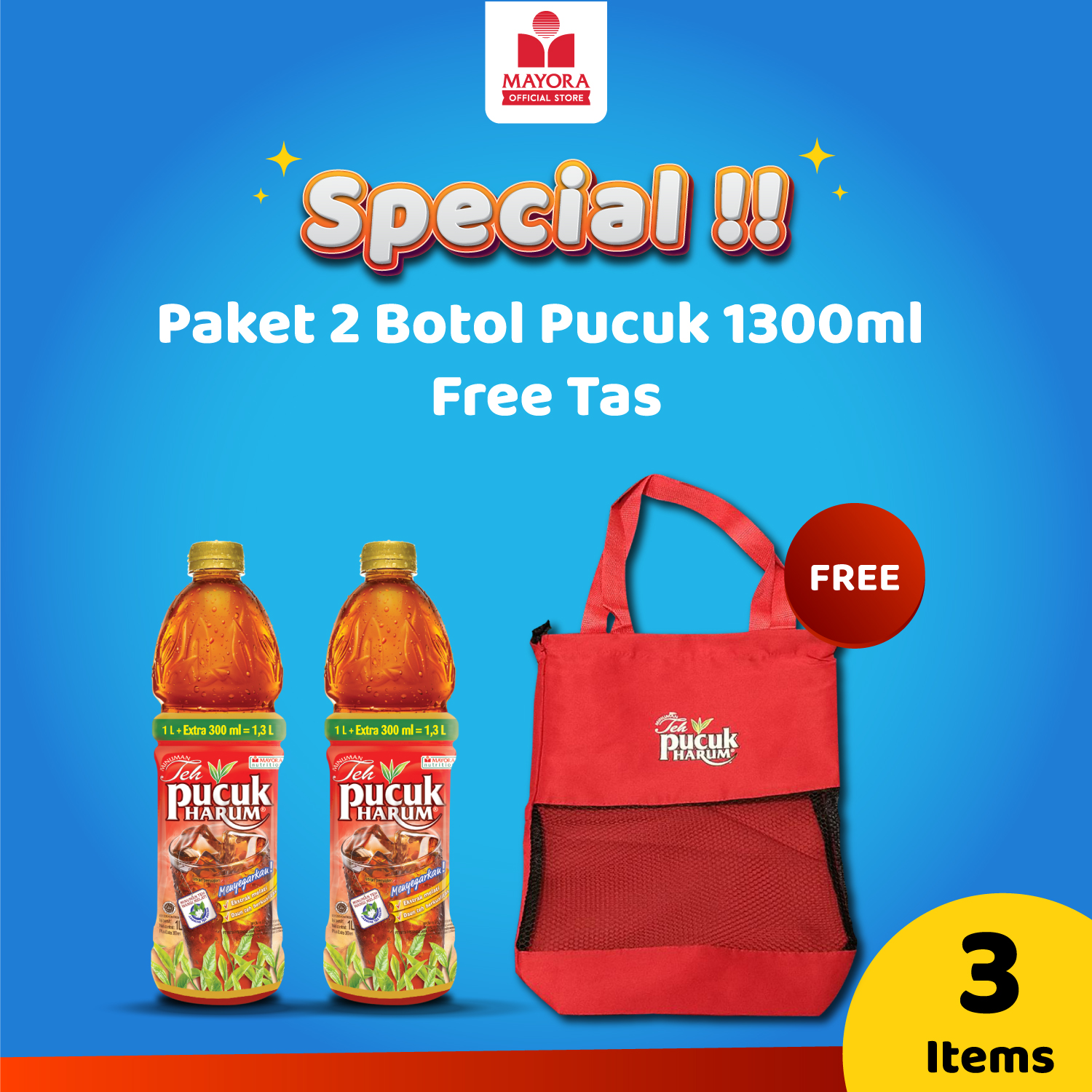 Promo Paket 2 Botol Pucuk 1300ml Free Tas Diskon 9% Di Seller Mayora ...