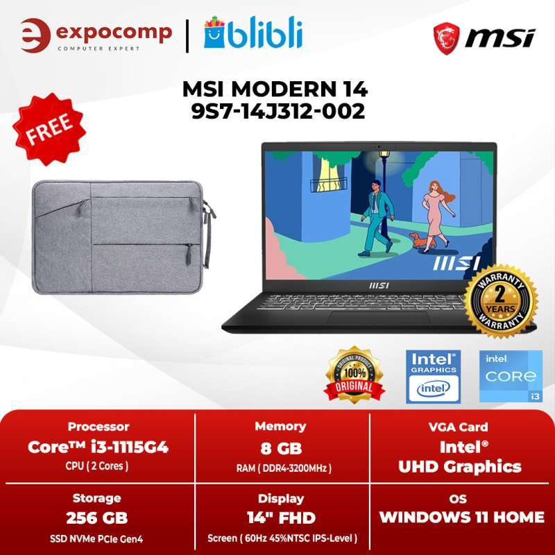 Jual MSI MODERN 14 9S7-14J312-002 CORE i3-1115G4 di Seller ExpoComp ...