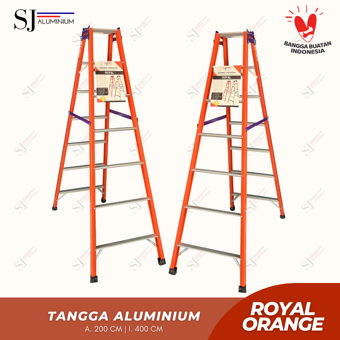 Promo Tangga Lipat Aluminium Ladder Royal Orange 2 Meter / 200 Cm ...