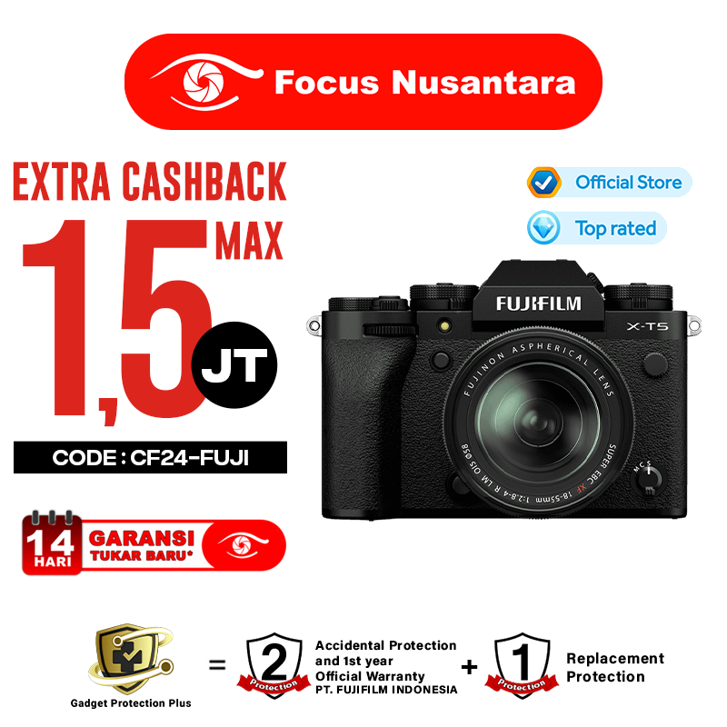 Jual Focus Nusantara - Fujifilm X-t5 / Fuji Xt5 / Fujifilm Xt5 Body Only / Kit Lens ( Black ...