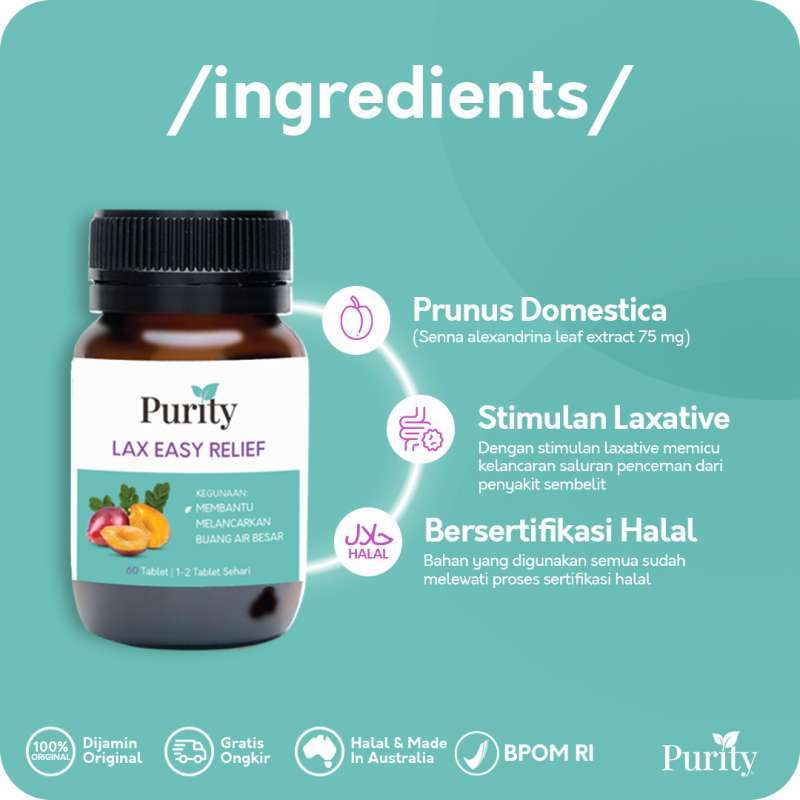Jual Purityfic Lax Easy Relief Pelancar Sembelit Bab Constipation 60 ...