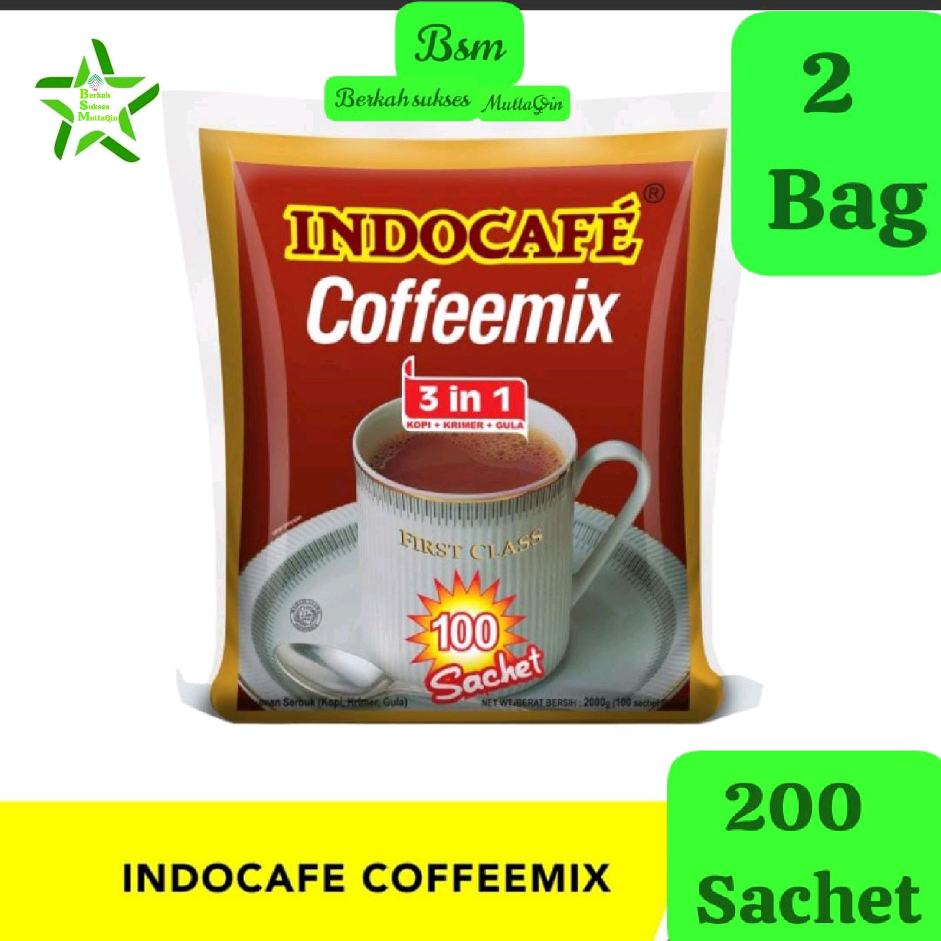 Jual Indocafe Coffeemix Kopi Instant 20 gr / 2 bag x 100 sachet / 200 ...