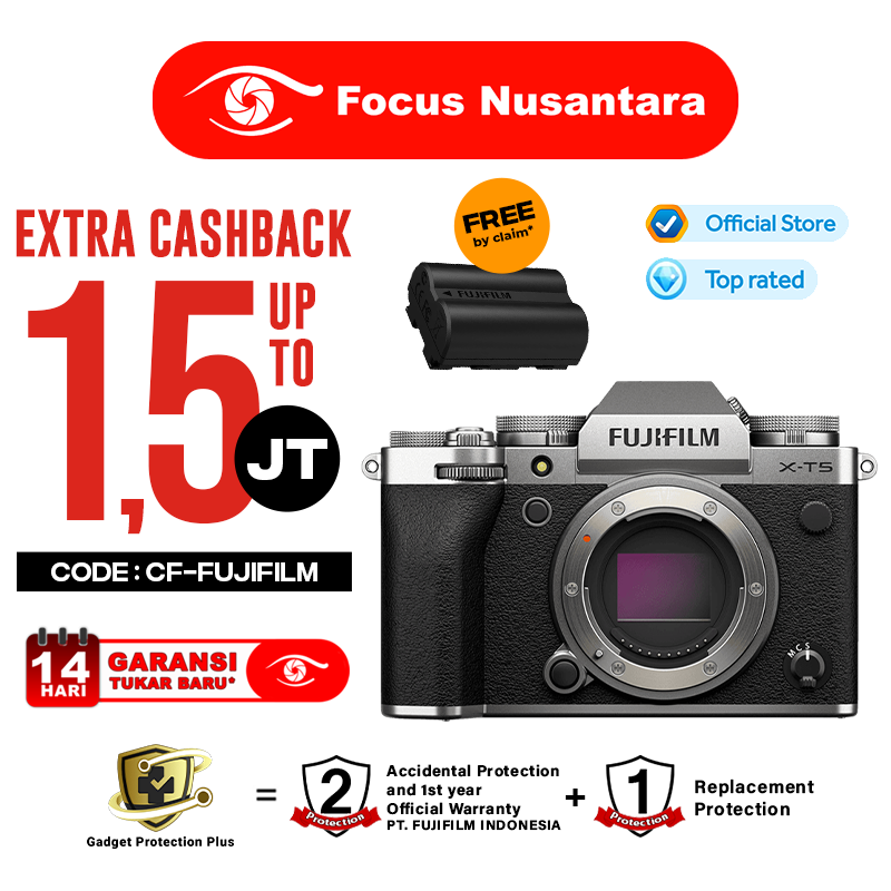 Promo Focus Nusantara - Fujifilm X-t5 / Fuji Xt5 / Fujifilm Xt5 Body Only / Kit Lens ( Silver ...