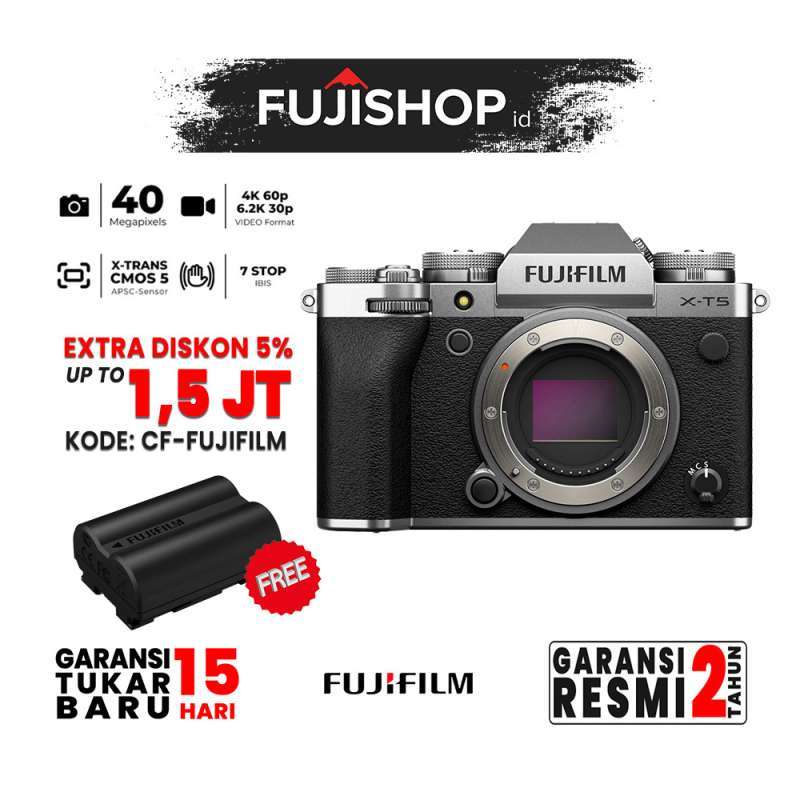Promo Fujifilm Xt5 / Fujifilm X-t5 Silver Kamera Mirrorless Garansi ...