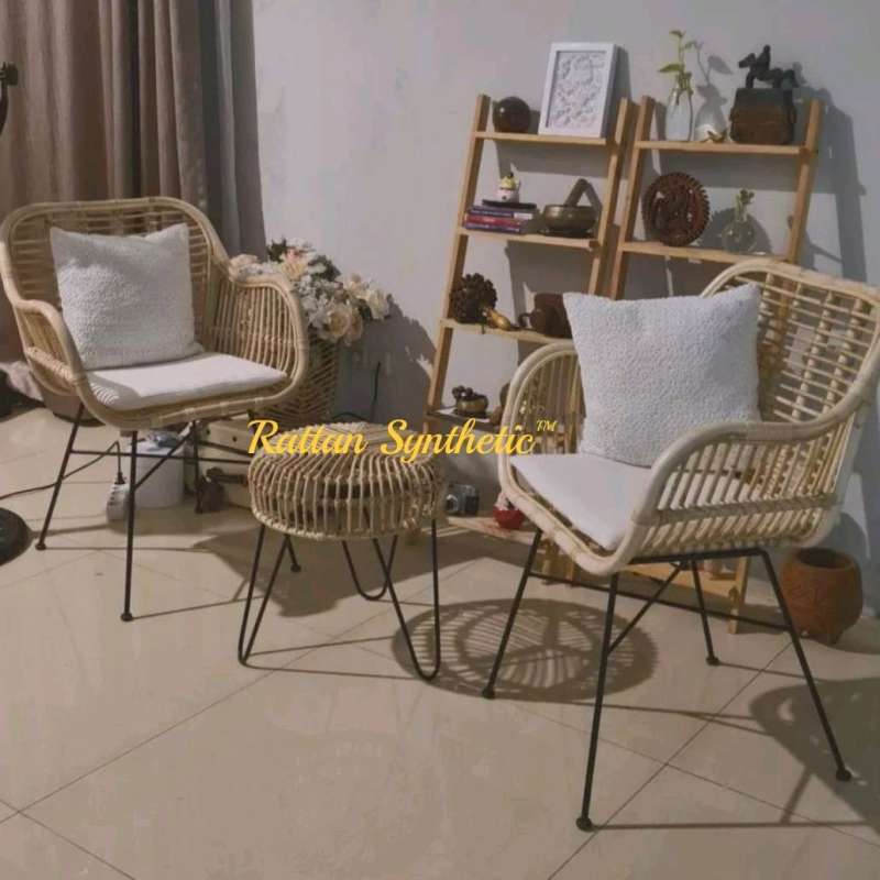 Jual Kursi Teras Rotan / Kursi Kaki Besi / Kursi Teras Cafe Kualitas ...