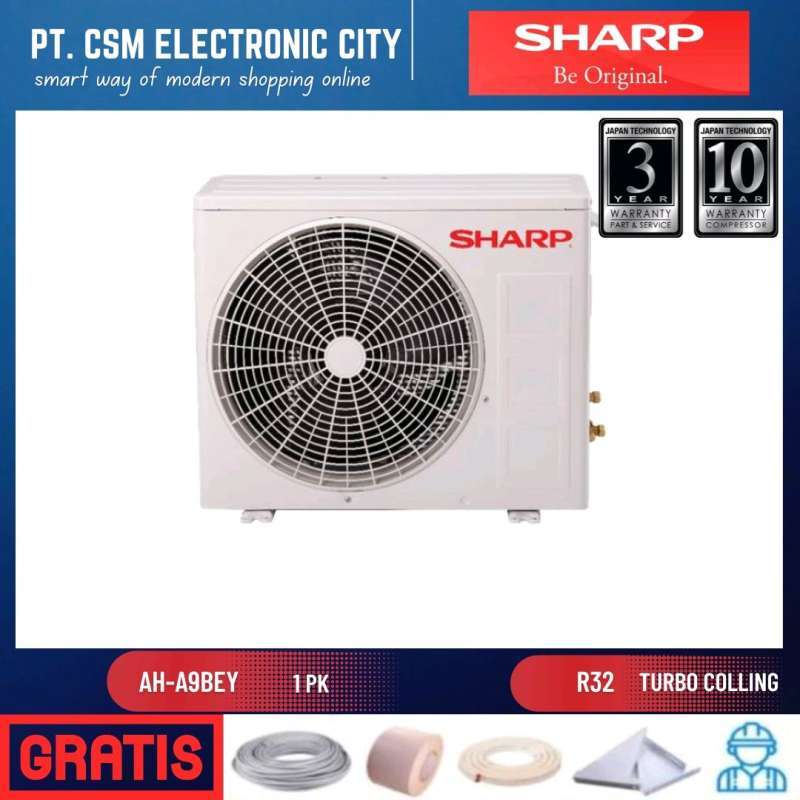 Jual AC SHARP 1 PK AH-A9BEY 1 PK TURBO COLLING R32 [GARANSI RESMI] - PAKET INSTALASI+MATERIAL+3 ...
