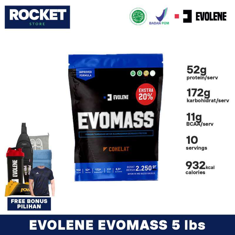 Promo EVOLENE Evomass Gainer 5 lbs / 2250 gr Evo mass 5 lb 5lb Susu ...