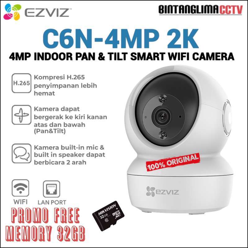 Jual Ezviz C6n 4mp 2k Smart Wi-fi Pan & Tilt Camera - Free 32gb Di ...