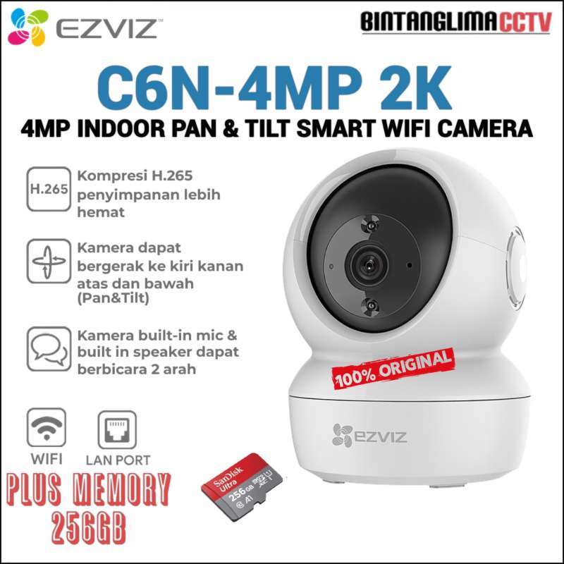 Jual Ezviz C6n 4mp 2k Smart Wi-fi Pan & Tilt Camera - Plus 256gb Di Seller Bintanglima Cctv ...
