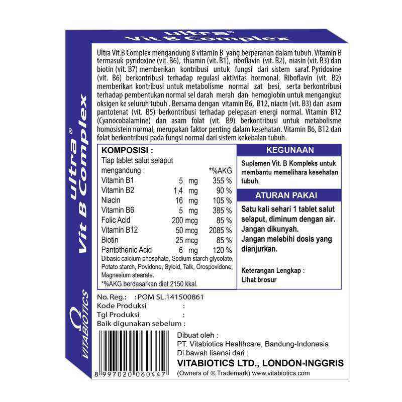 Promo Vitabiotics Ultra Vitamin B Complex 60 Tablet - Suplemen Vit B ...