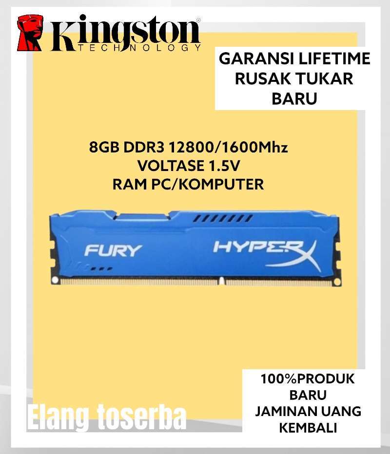 Jual Ram Kingston Hyperx Fury Gaming Ddr3 8gb 1600mhz 12800 Ram Pc Ddr3