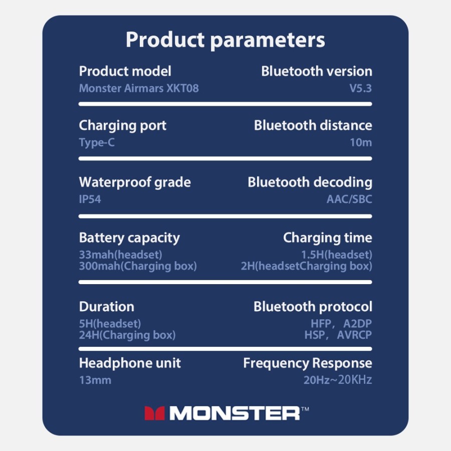 Jual Monster Xkt08 Wireless Bluetooth Headset Tws Hifi Earbuds Bt 5.3 ...