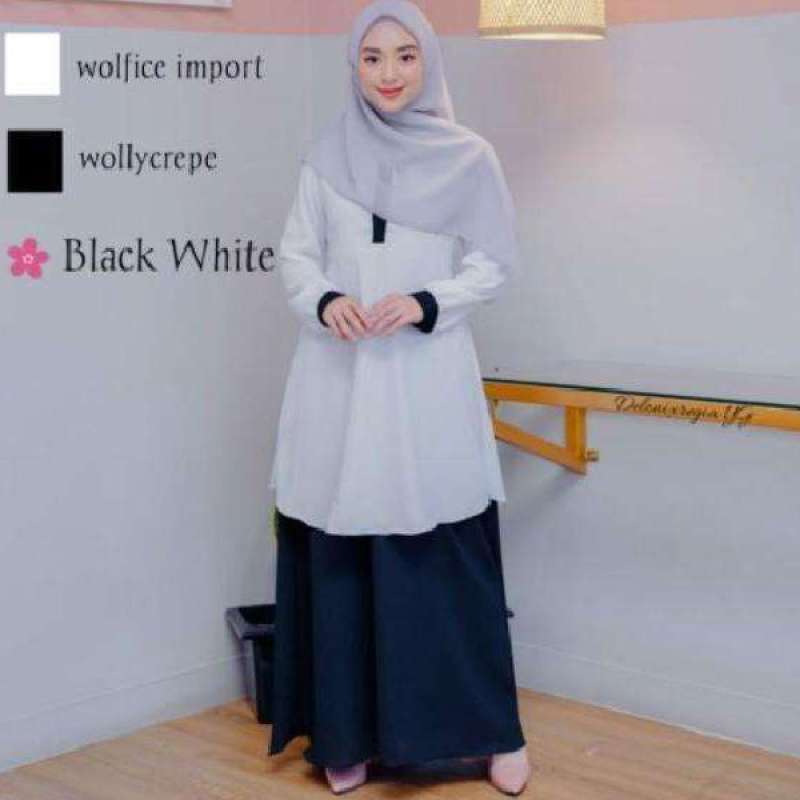 Jual Hermosa-Gamis kantor hitam putih-seragam PNS-Seragam dinas hitam ...