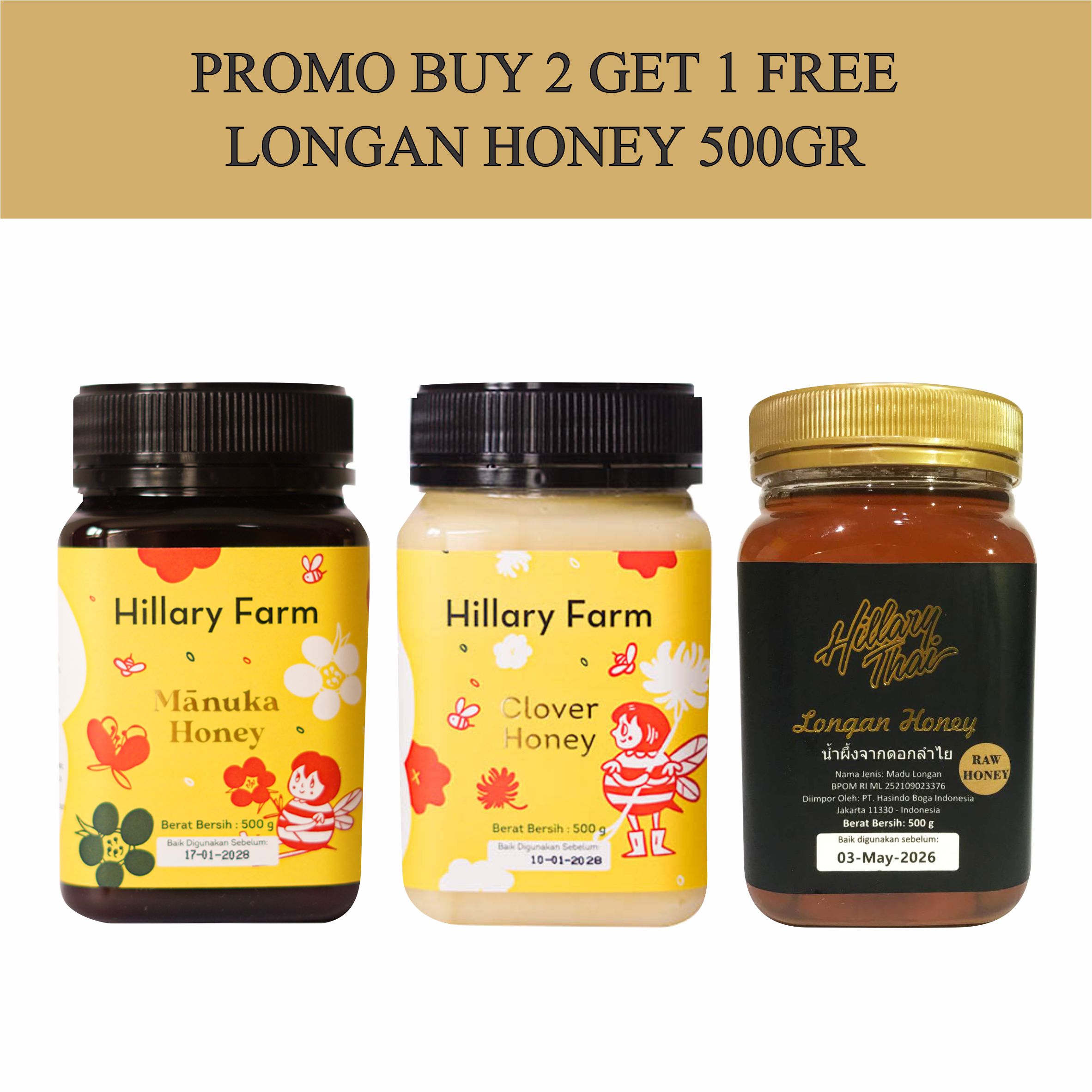 Promo Hillary Farm Manuka Honey + Clover Honey [Set Bundling] + FREE ...