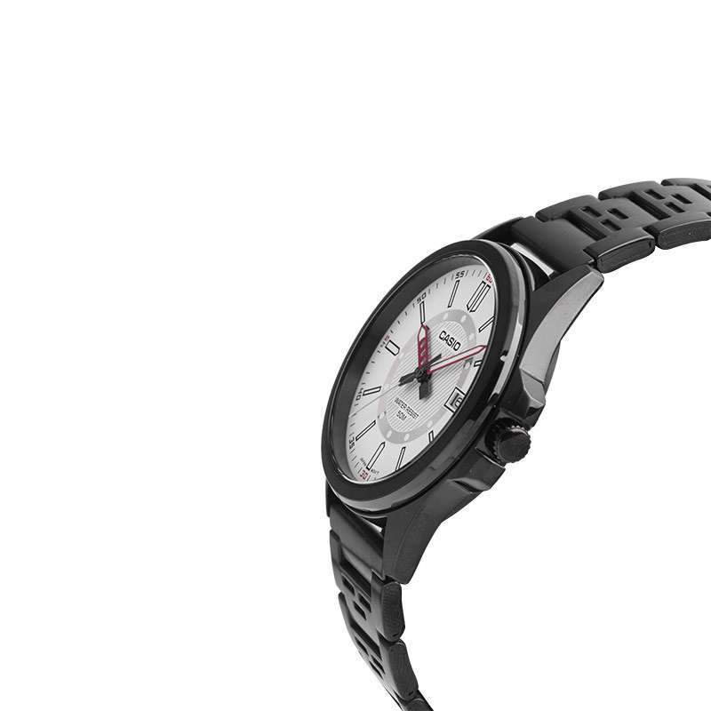 Promo Jam Tangan Pria Casio Mtp-e700b-7evdf Men White Dial Black Stainless Steel Band Diskon 43% ...