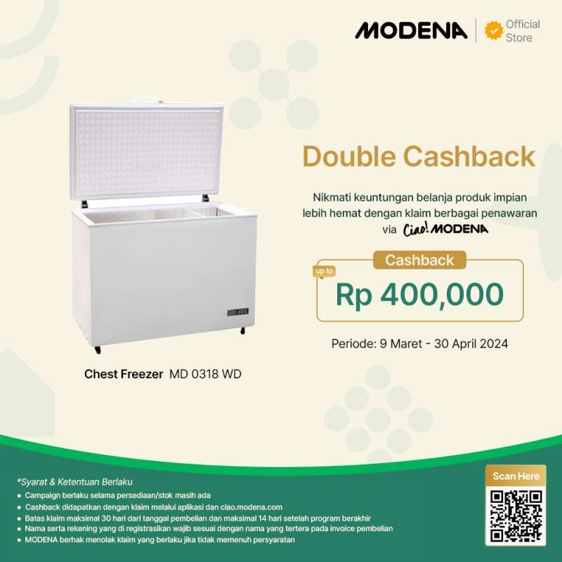 Promo Modena Chest Freezer - Md 0516 W Diskon 15% Di Seller Modena ...