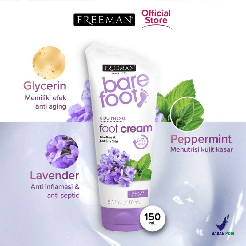 Promo Freeman Barefoot Soothing Lavender & Mint Foot Cream 150ml Diskon ...