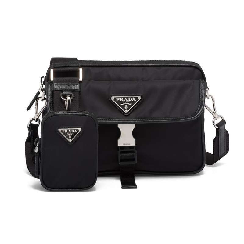 Promo Prada Re-nylon And Saffiano Leather Shoulder Bag Triangle Metal ...