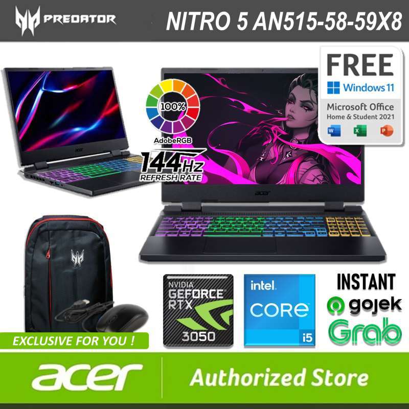 Jual Acer Nitro 5 An515 59x8 - Rtx3050 4gb Gen 12 I5 12500h 8gb 512ssd ...