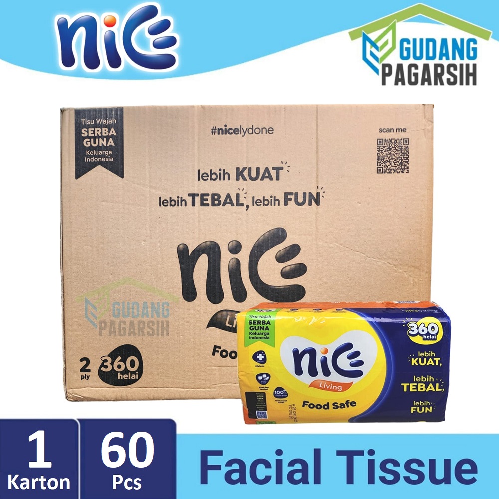 Promo Nice Facial Tissue 180 Sheets/2 Ply - 360 Helai [60 Pcs/ 1 Karton ...