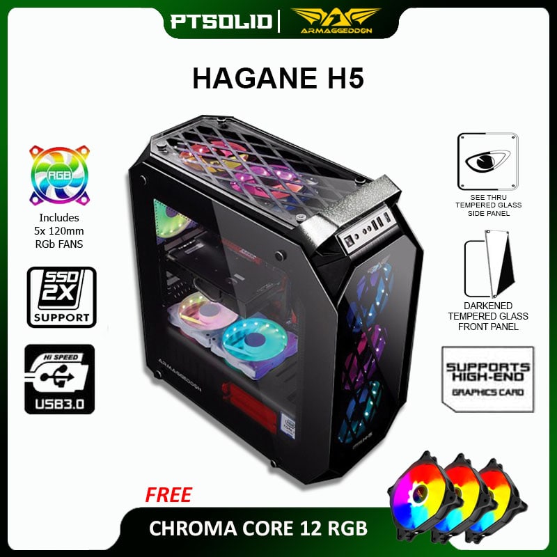 Jual Armaggeddon Hagane H5 Ultimate Four Way Panoramic Gaming Case - 3 ...