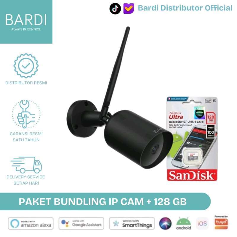 Promo Bardi Ip Camera Outdoor Cctv + Micro SD 128gb Sandisk Class 10 ...