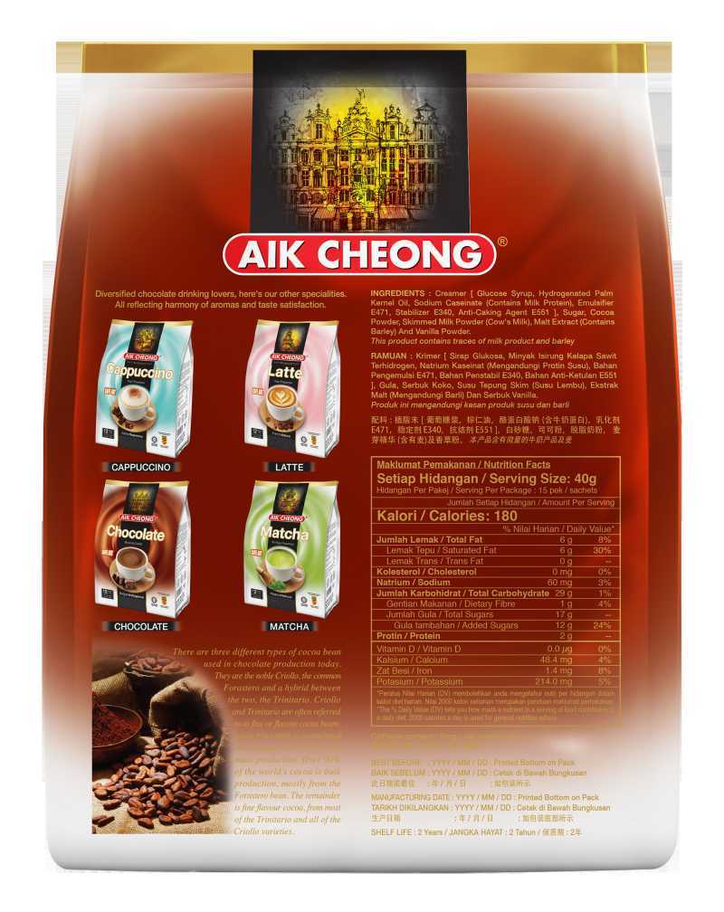 Promo Aik Cheong Chocolate Drink Minuman Cokelat Hot Cold 600g Diskon 5 ...