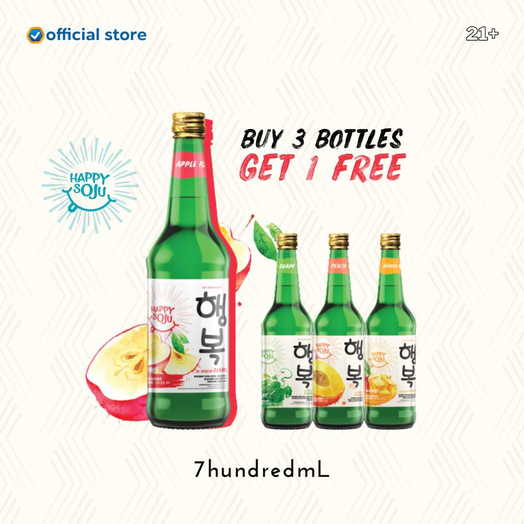 Jual Happy Soju - PROMO Buy 3 Get 1 Free Bottle + 1 Free Shooter Glass ...