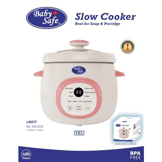 Jual Baby Safe Lb017 Slow Cooker 1.5l Alat Masak Makanan Bayi - Dus ...