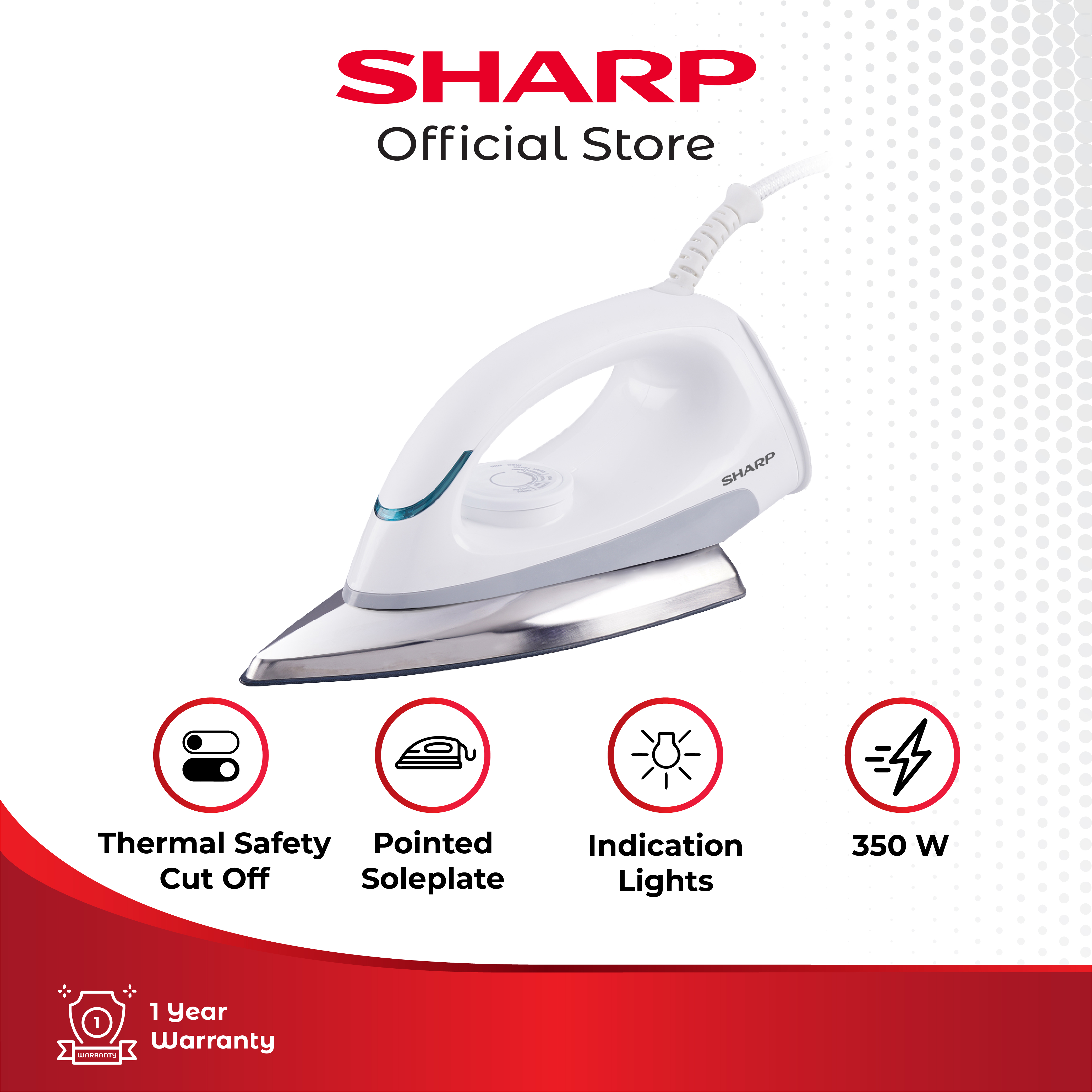 Promo Sharp Ei-n10 Wh/gy Setrika Listrik Dry Iron 350 Watt Diskon 35% Di Seller Sharp Official ...