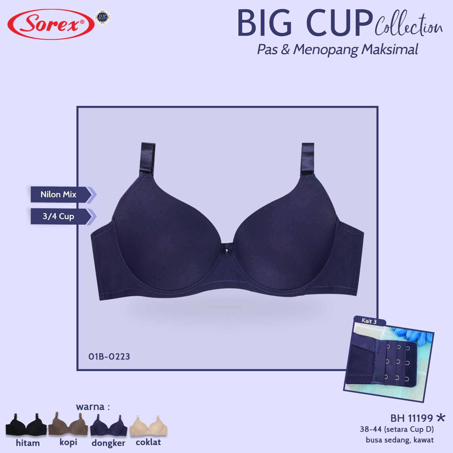 Jual Sorex BH 11199 Premium Ella Series Big Cup Bra Wanita [Kawat/ Kait ...