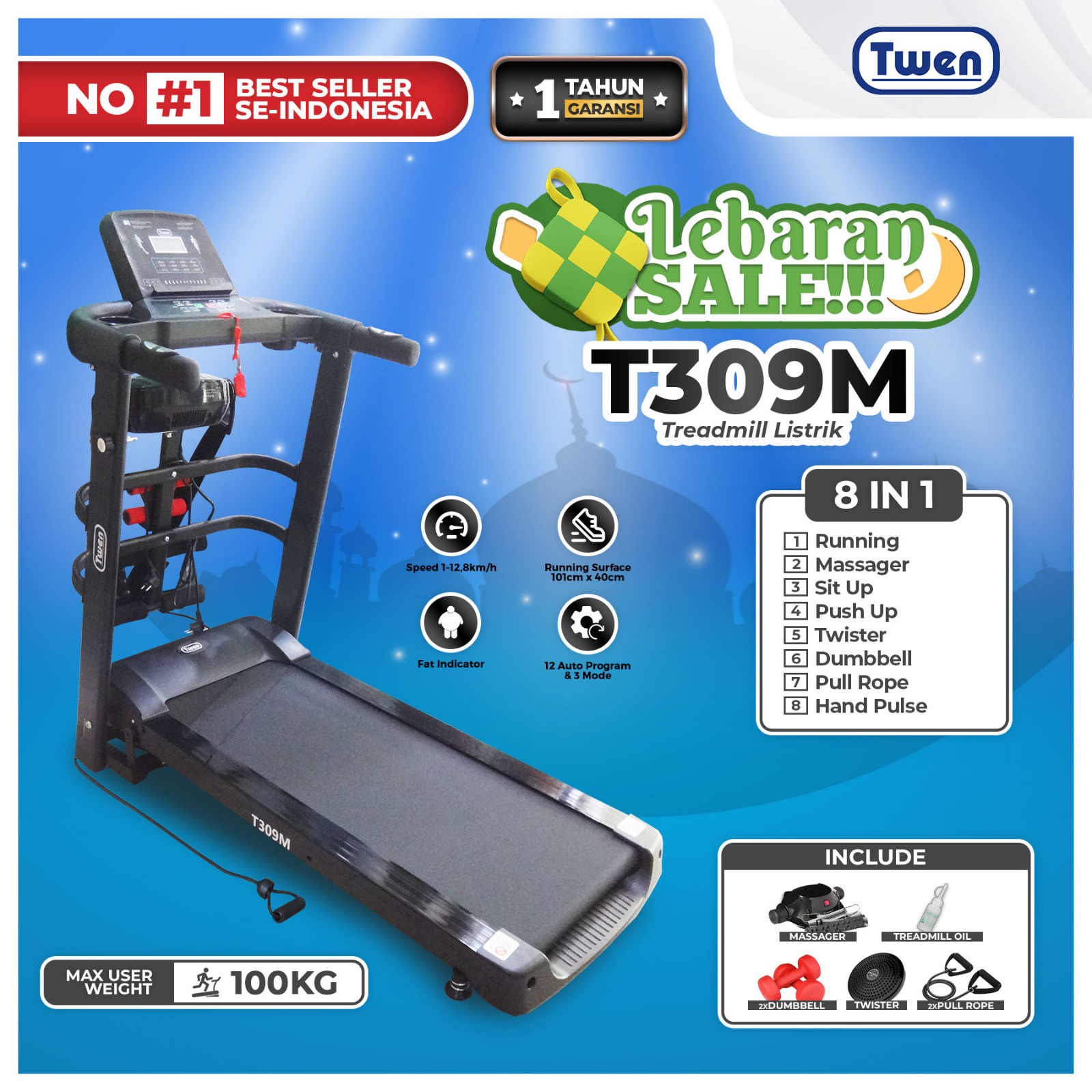 Promo Twen T309m Treadmill Elektrik Treadmill Listrik Treadmill ...