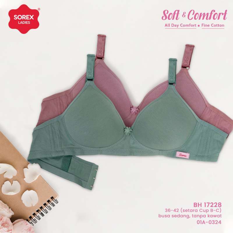 Jual Sorex Bra Super Soft Busa Tanpa Kawat Cup Besar Kait 3 Setara Cup ...