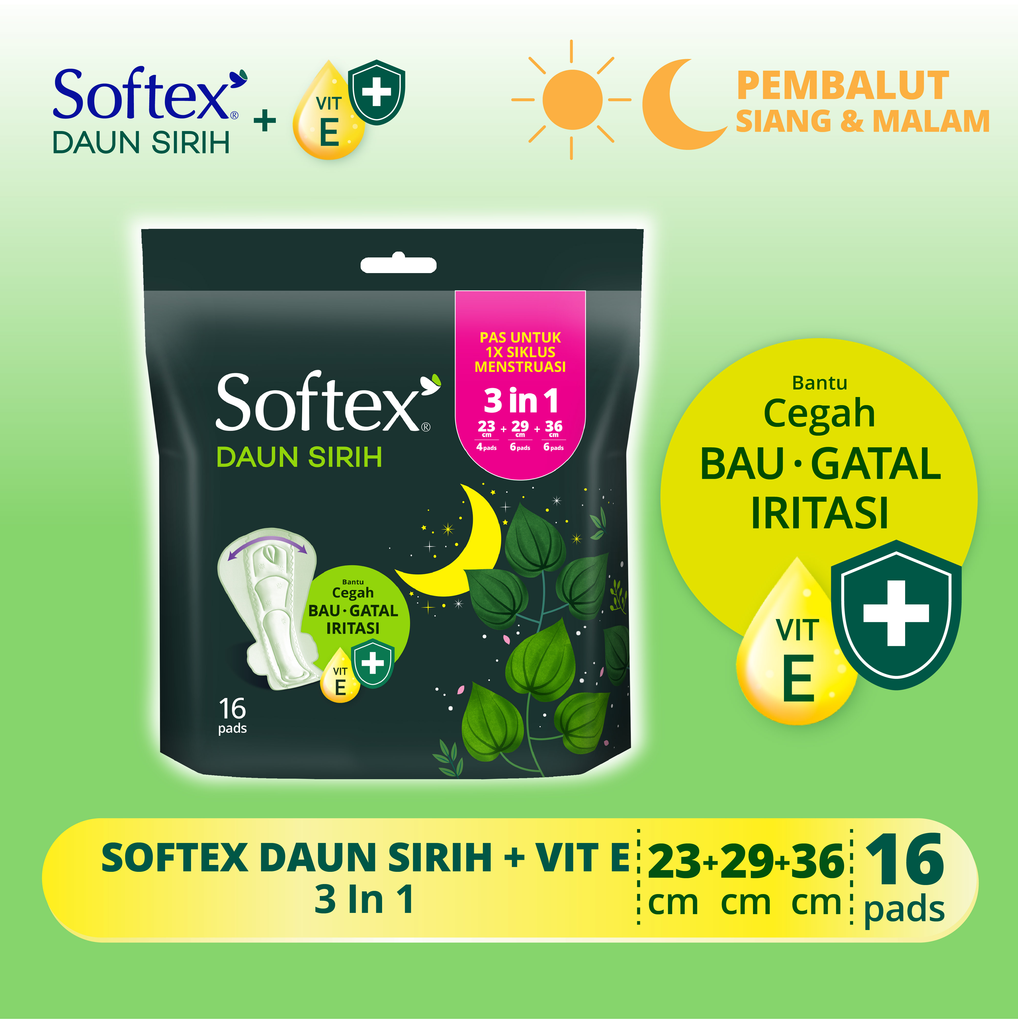 Promo Softex Daun Sirih + Vitamin E 3in1 16s - Pembalut Daun Sirih Diskon 21% Di Seller ...